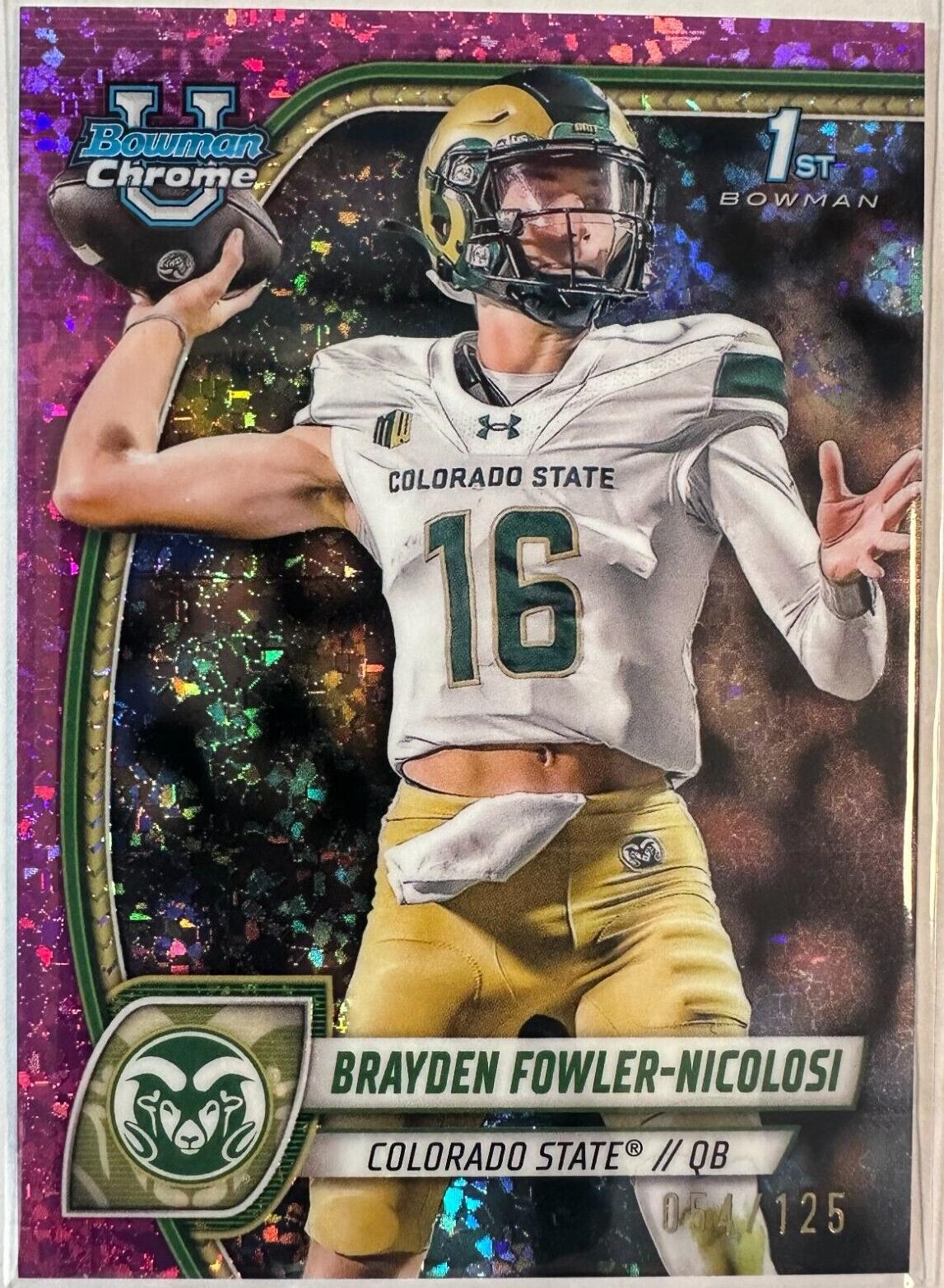 2024 Bowman University Chrome - Brayden Fowler-Nicolosi #24 Fuchsia ...