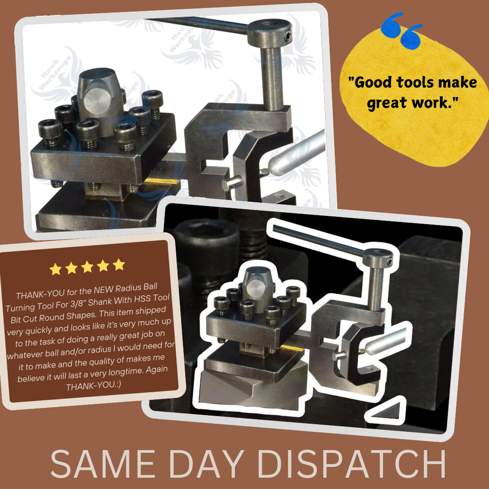 Radius Lathe's Ball Turning Tool For 3/8" Shank With HSS Tool Bit Cut ...