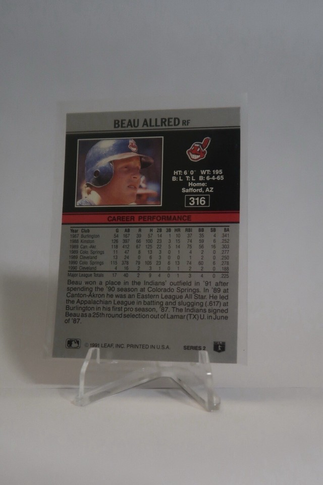 1991 Leaf #316 Beau Allred Baseball Card | eBay