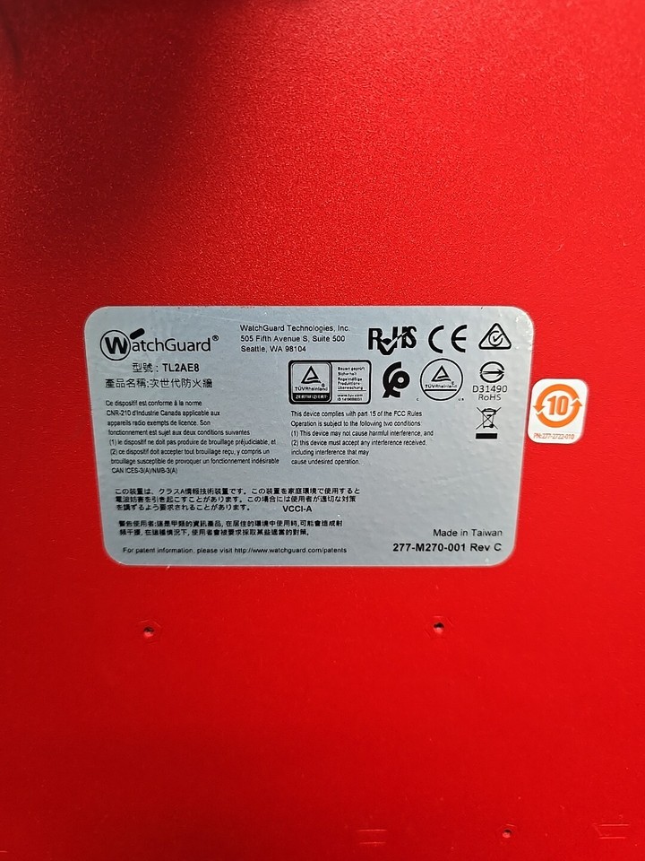 WatchGuard Firebox M270 TL2AE8 8-Port Firewall Security Appliance with ...