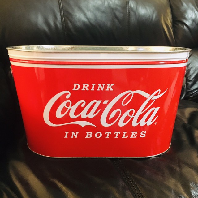 Coca-Cola Ice Bucket Party Tub Cooler Large Oval Galvanized Metal Tin ...