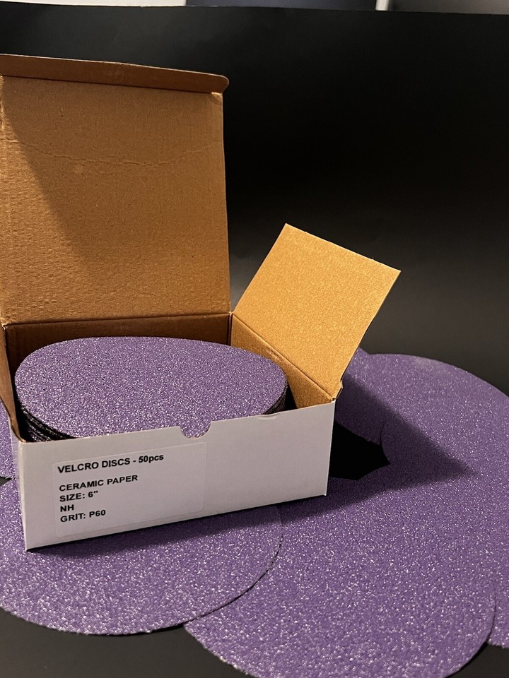 Ceramic Sandpaper, Sanding Hookit Abrasive 6 inch (50 Discs) Like 3M ...
