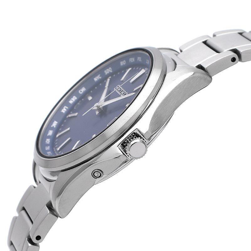 SEIKO SELECTION SBTM289 Titanium Radio Sync Solar Watch Blue Dial 39 ...