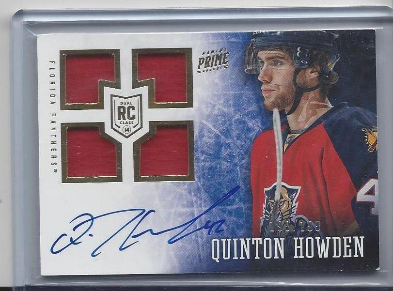 QUINTON HOWDEN 2013-14 PANINI PRIME QUAD JERSEY ROOKIE ONCARD AUTO RC # ...