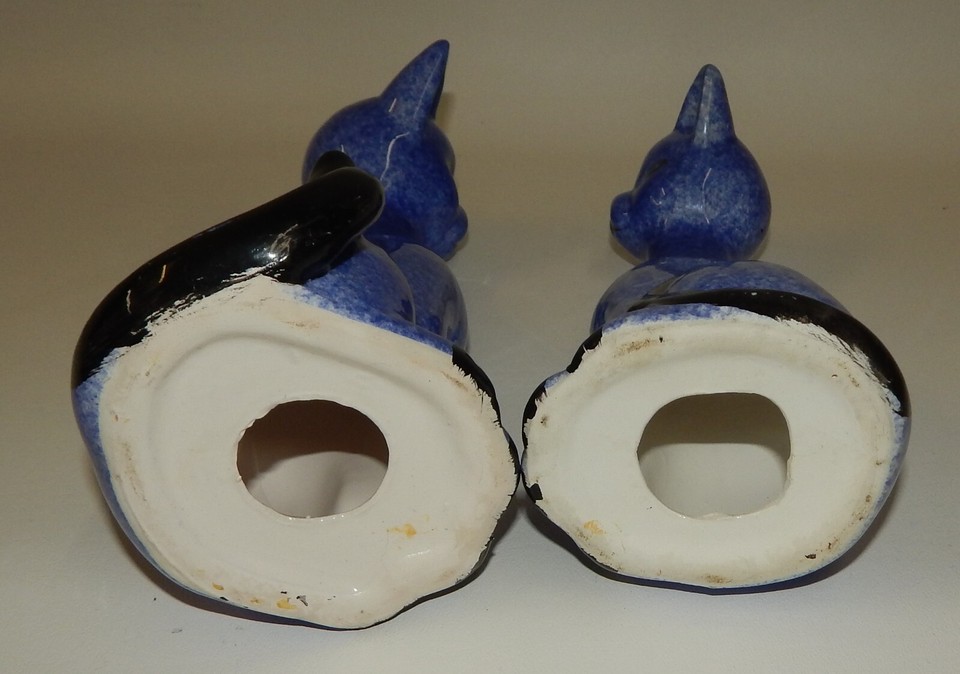 Pair of Vintage Long Neck Blue Speckled Cat Figurines 11" | eBay