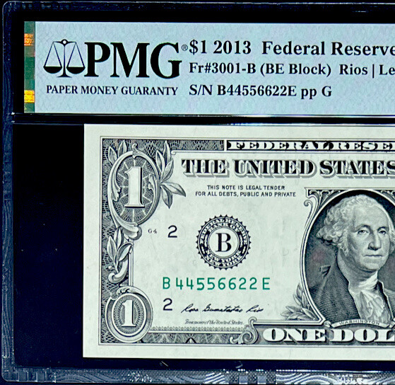 2013 B Dist.$1 FEDERAL RESERVE NOTE-ASCENDING PAIR LADDER#44556622-PMG ...