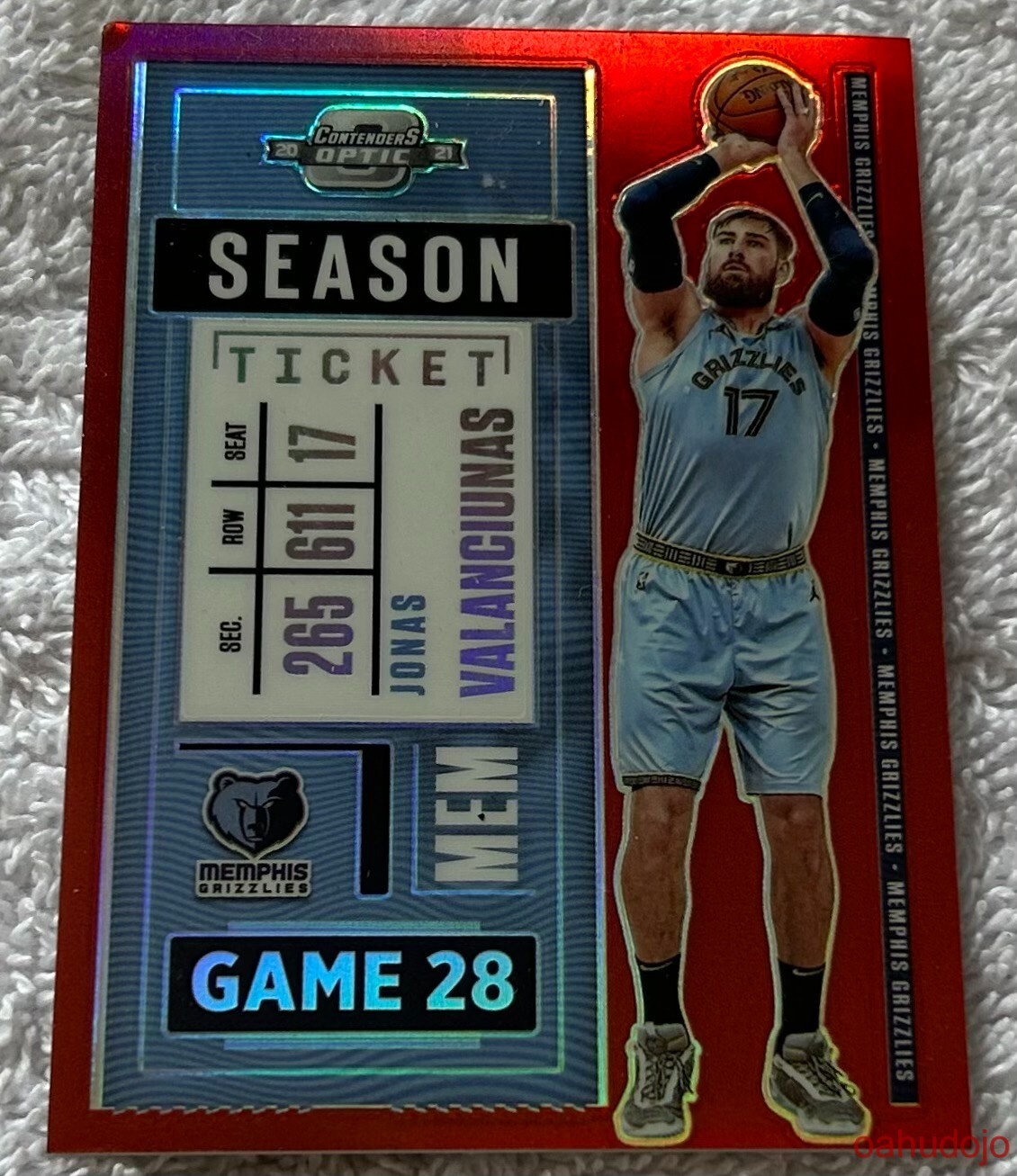 2020-21 Panini Contender Optic JONAS VALANCIUNAS #98 Red Prizm Memphis ...