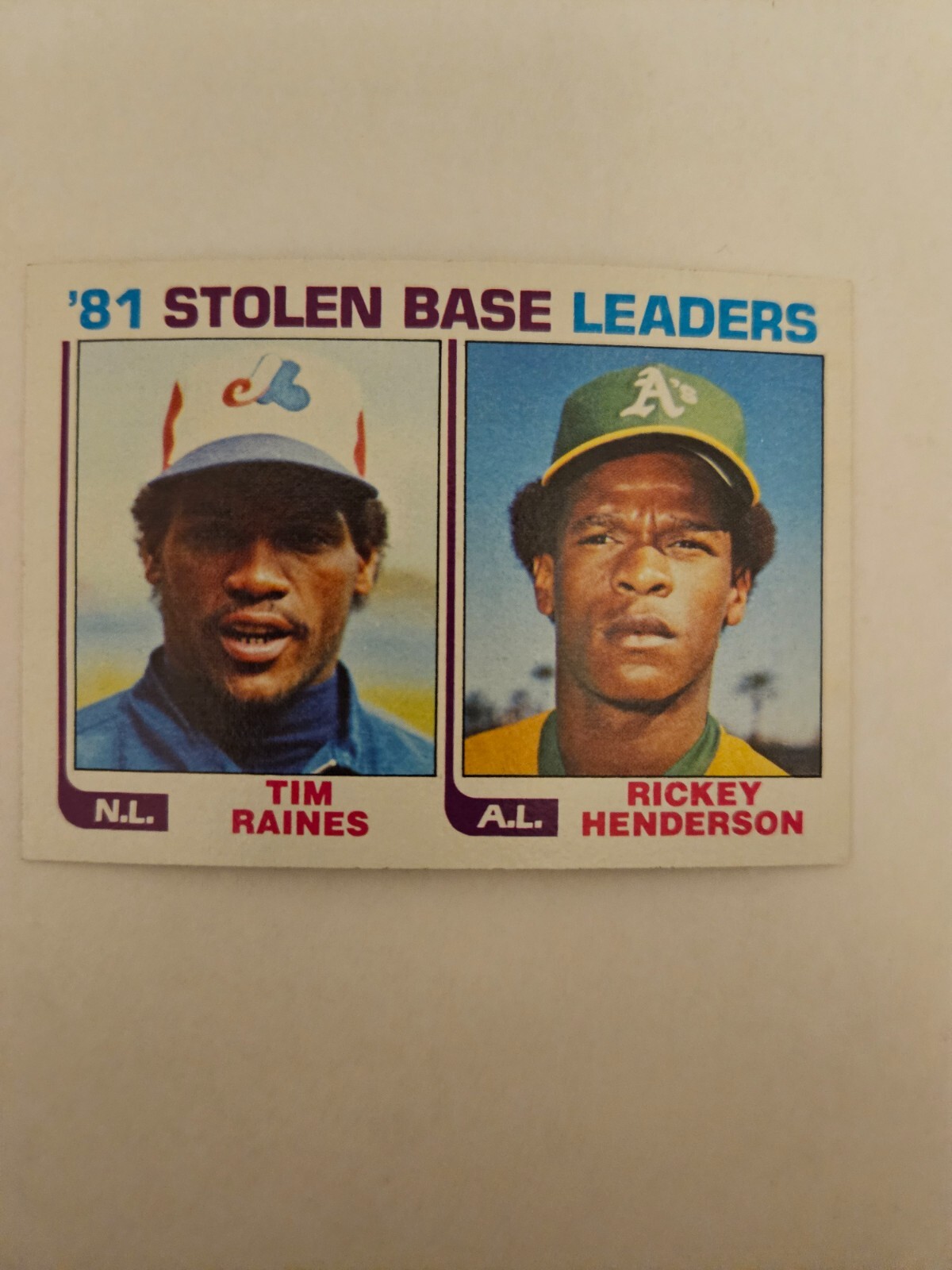 1982 TOPPS 81 STOLEN BASE LEADERS TIM RAINES/RICKEY HENDERSON #164 NM ...