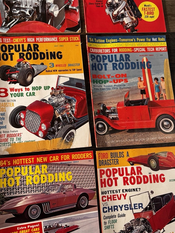 Vintage POPULAR HOT RODDING 1963 Full Year Magazine Lot (12) Muscle ...