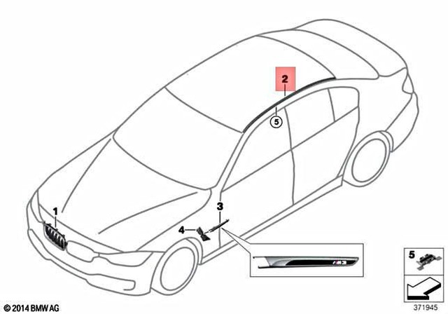 BMW 320i 328i 340i Side Roof Rail Molding Trim Strip Left 2012-18 ...