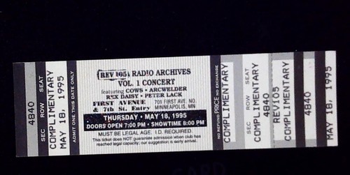 REV 105 Radio Archives Volume 1 Concert Ticket Stub First Avenue Mpls 5 ...