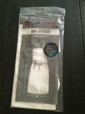 New Chef Works White Bib Apron (APKDC) 33" tall x 28" wide | eBay