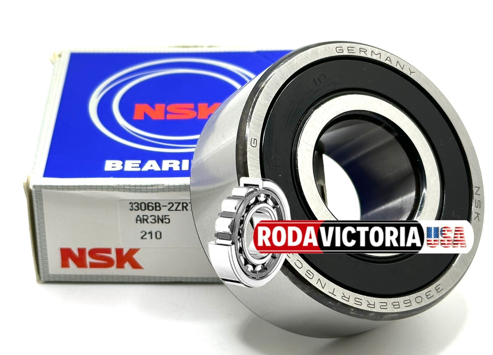 NSK 3306 2RSRTNG ANGULAR CONTACT BEARING, RUBBER SEALED 30x72x30.2 5306 ...