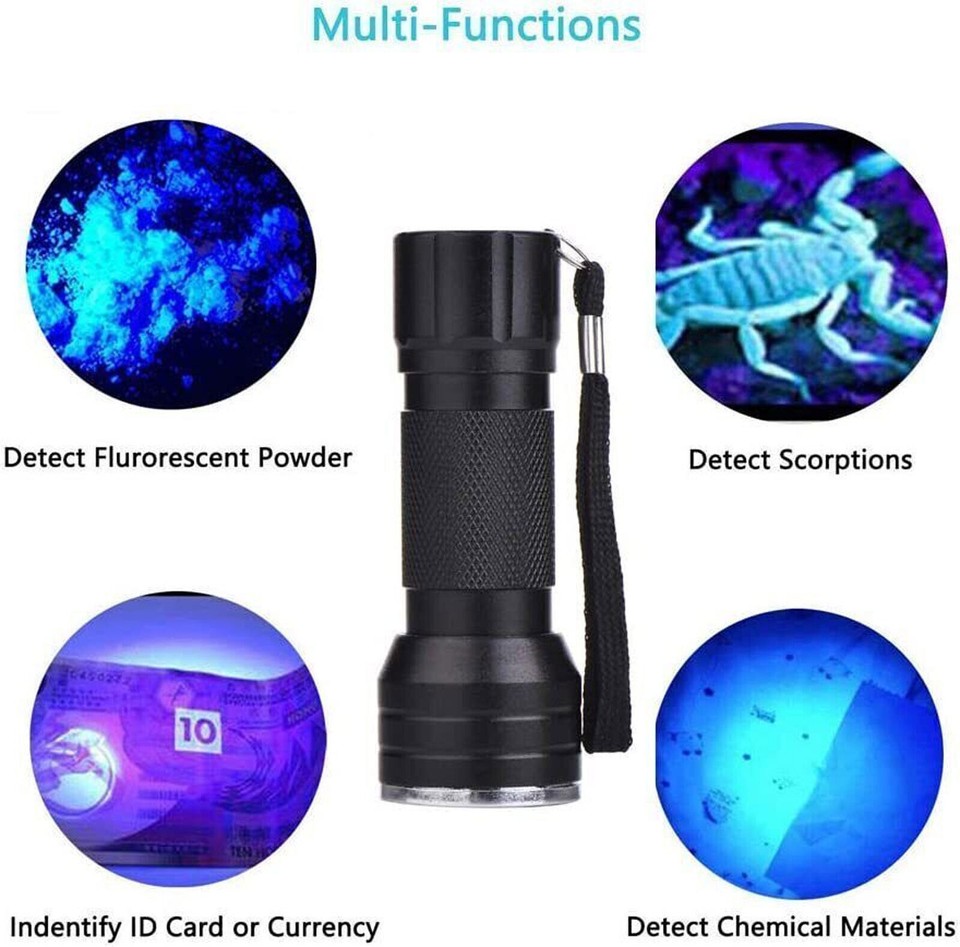 4X UV Ultra Violet LED Flashlight Blacklight Light 395 NM Inspection ...