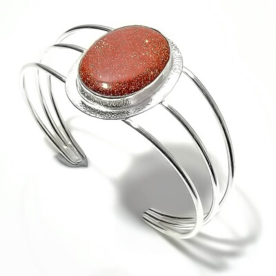 Red Sunstone Gemstone 925 Sterling Silver Jewelry Cuff Bracelet ...