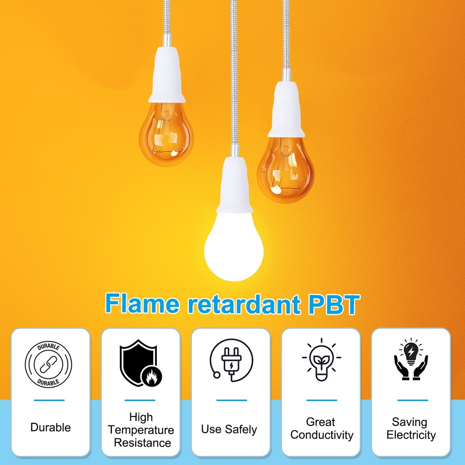 15.7 Inch E26/E27 Light Socket Extender for Medium Screw Base White ...