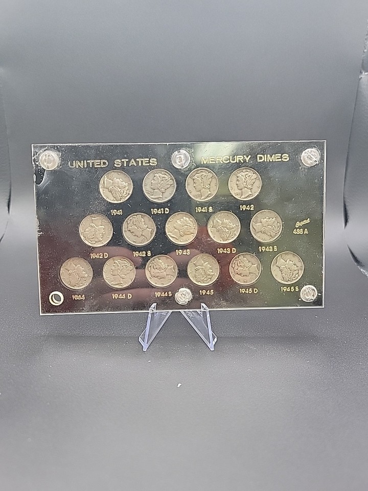 Mercury Dime Set 1941-1945 P/D/S - All Dates/Mints, High Grade Silver w ...