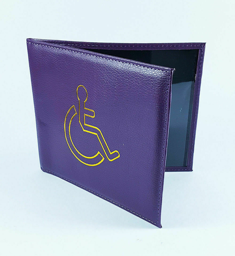 LEATHER DISABLED BADGE HOLDER WALLET PARKING BLUE DISABILITY COVER ...