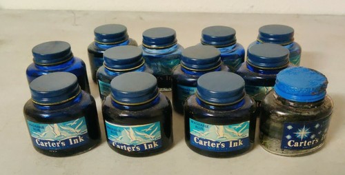 Vintage box Of 12 Carters 969 carter's Ink 12 Bottles 2oz Blue H3 | eBay