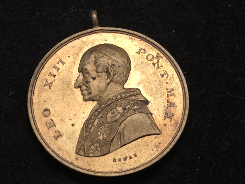 Papal Medal LEO XIII PONT MAX ROMAE & VATICAN & POPE & Prayer & Bronze ...