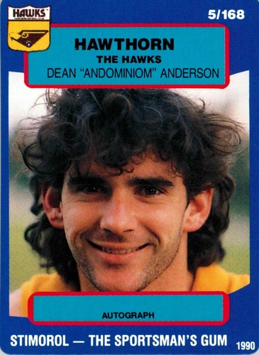 1990 HAWTHORN HAWKS AFL Card DEAN ANDERSON Scanlens | eBay