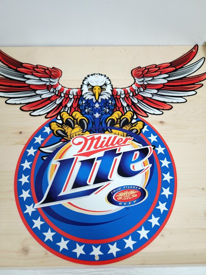 Huge American Eagle Miller Lite Metal Sign Man Cave Bar Pub Decor 15 ...