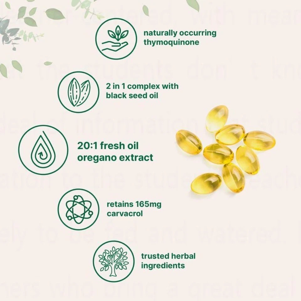 2 in 1 Oil of Oregano & Black Seed Softgels Count with Carvacrol,Immune ...