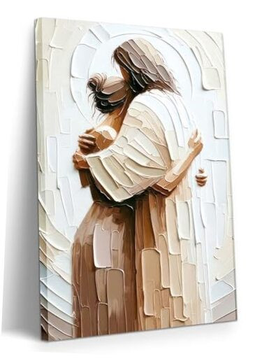 Jesus Embracing Woman Canvas Wall Art, Safe in His Arms Pictures Canvas ...