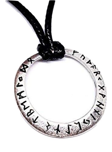 Rune Wheel Necklace Pendant Cord Celtic Runic Viking Norse Pagan Elder ...