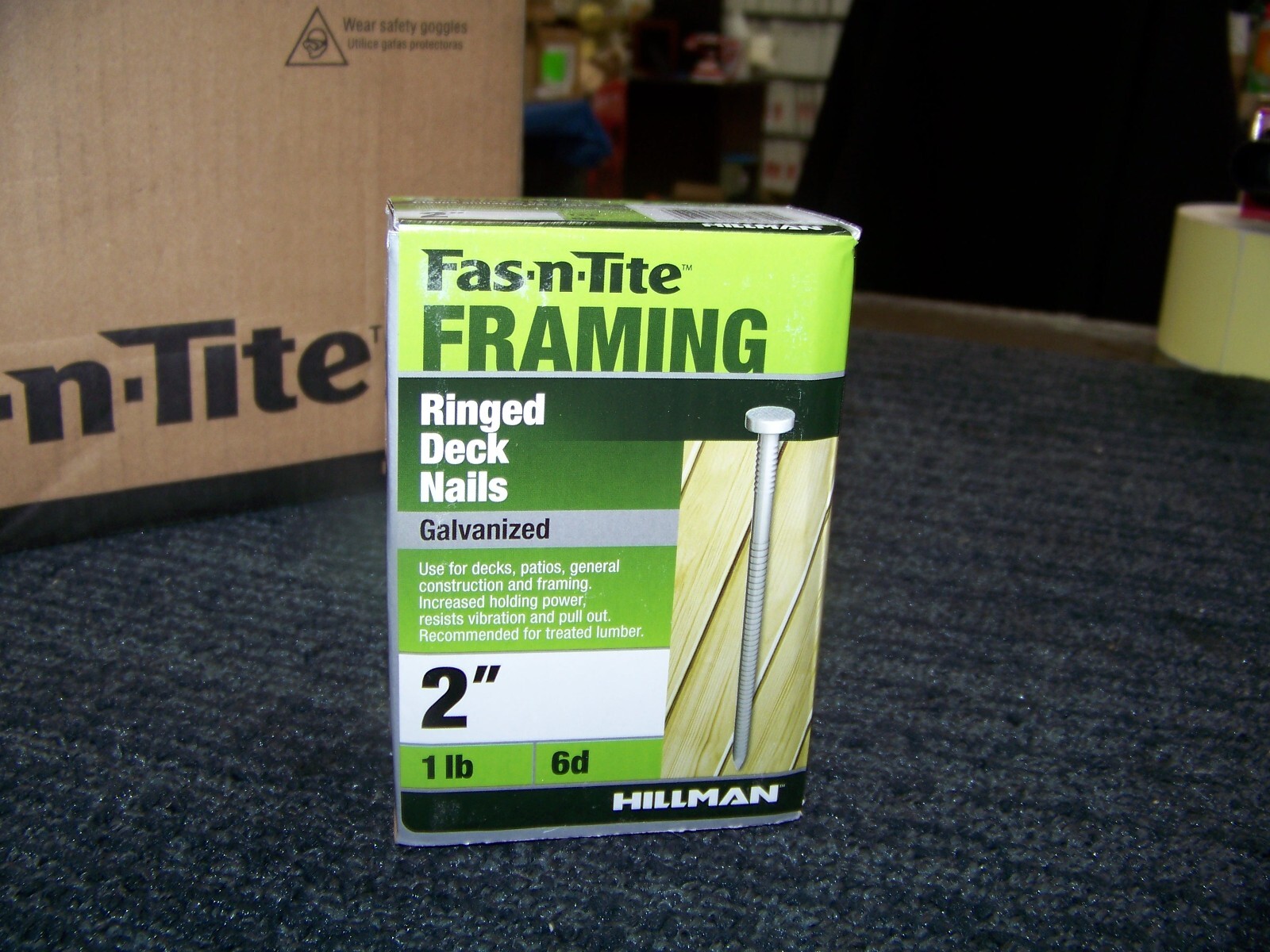 12 1 lb. Boxes Hillman Fas-N-Tite Framing Ringed Deck Nails Galv. 2" 6D ...