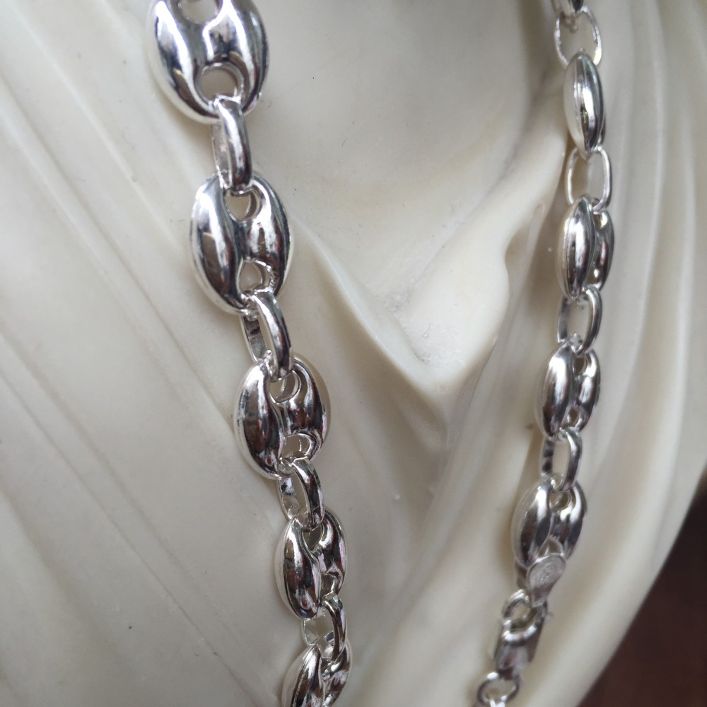9mm 49GR Mens Mariner Puffed Chain Necklace 925 Silver Sterling 24Inch ...