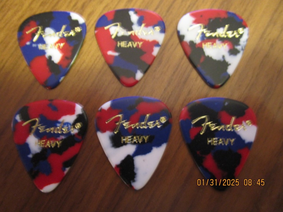 6 Pack of Fender Confetti Guitar Picks, Heavy Gauge - #1882 | eBay
