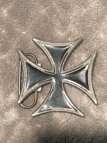IRON CROSS BELT BUCKLE vintage maltese chopper motorcycle outlaw biker ...