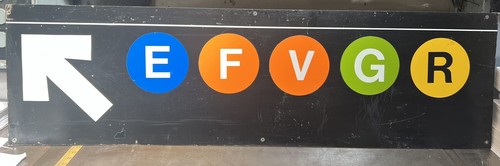 Vintage Original New York City Transit Subway Metal MTA Sign 13.75 X 48 ...