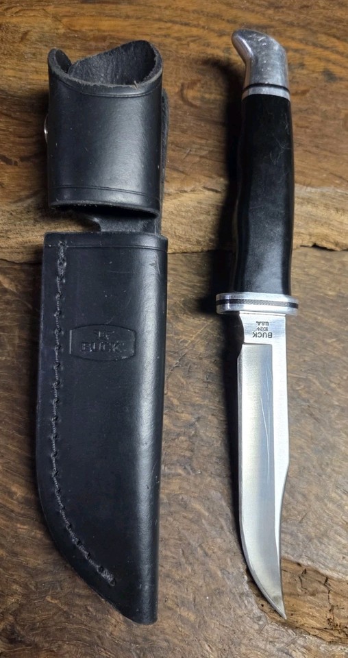 BUCK 102+ Fixed Blade Knife w/ Leather Sheath. Used. Good-Very-Good ...