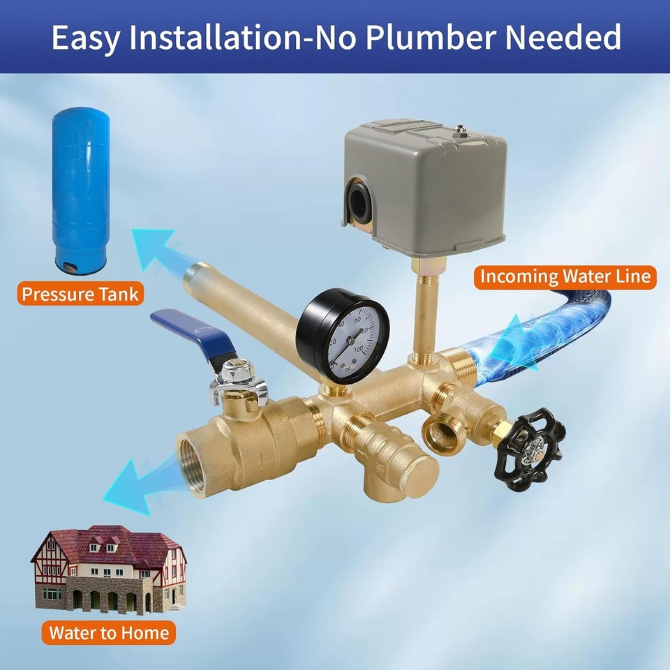 1"x 11"Well Pressure Tank Tee Kit for Water Well with Gold | eBay