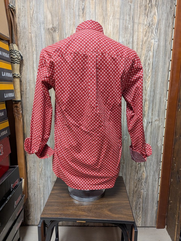 Mens Wrangler Red Print Longsleeve Button Down Shirt George Strait | eBay