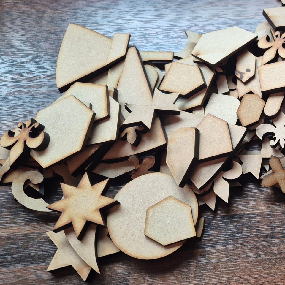 Wooden Laser Cut MDF Craft Shapes Mix of 3/6mm thick Shapes Random ...
