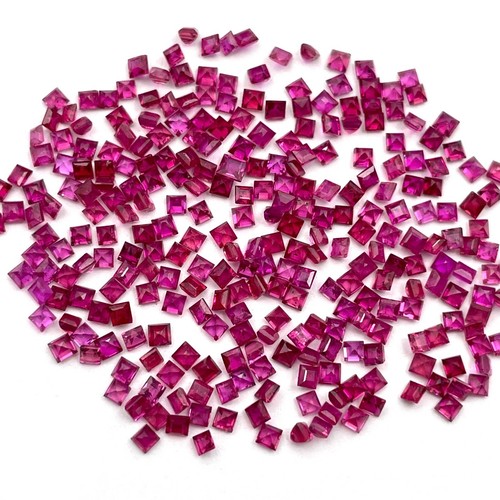 Natural Ruby Square Cut Faceted Loose Gemstone Lot 28 Pcs 1.5 mm 1 CT ...