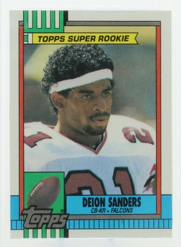 1990 Topps #469 Deion Sanders Falcons Super Rookie Card, Excellent ...