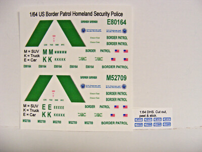 Border Patrol Homeland Security 1:64 Water Slide Decals 2 Sets Fits All ...