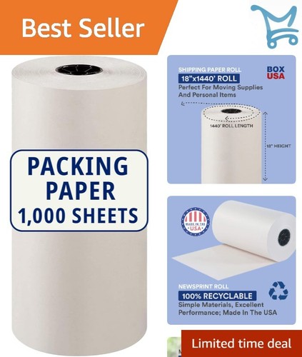 Packing Paper Roll 1440' x 18" White Newsprint for Shipping Packaging ...