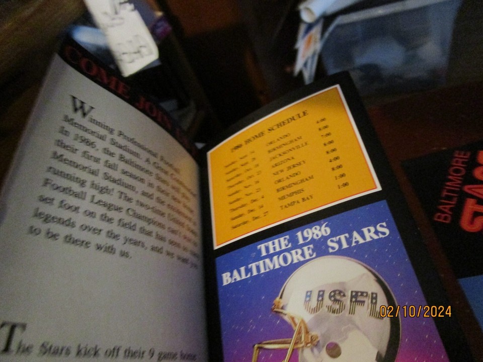1986 Baltimore Stars USFL Football Ticket Brochure Phantom Schedule Lot ...