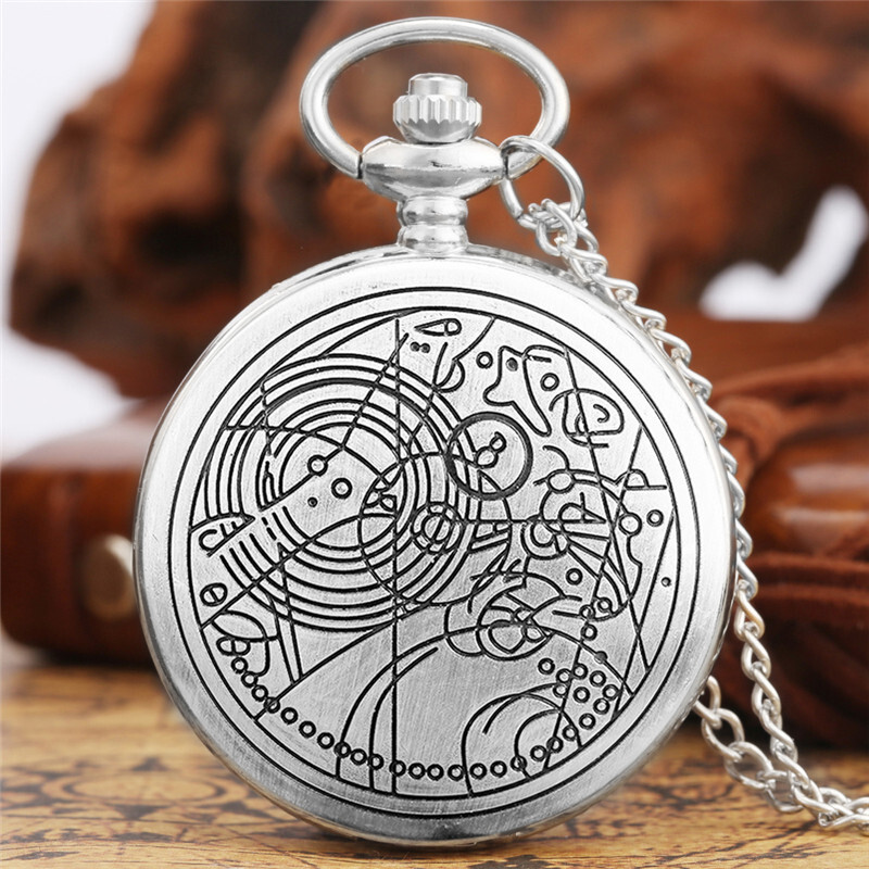 Silver Quartz Pocket Watch Lot Necklace Chain Doctor Who Fob Watch for ...