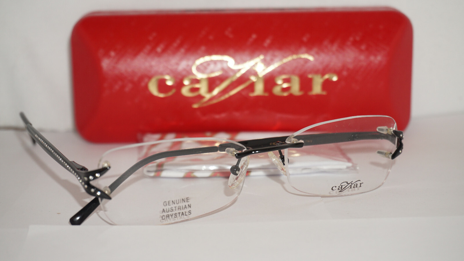 Caviar Eyeglasses New Black Rimless Austrain Crystals M2305 C24 54 16 ...