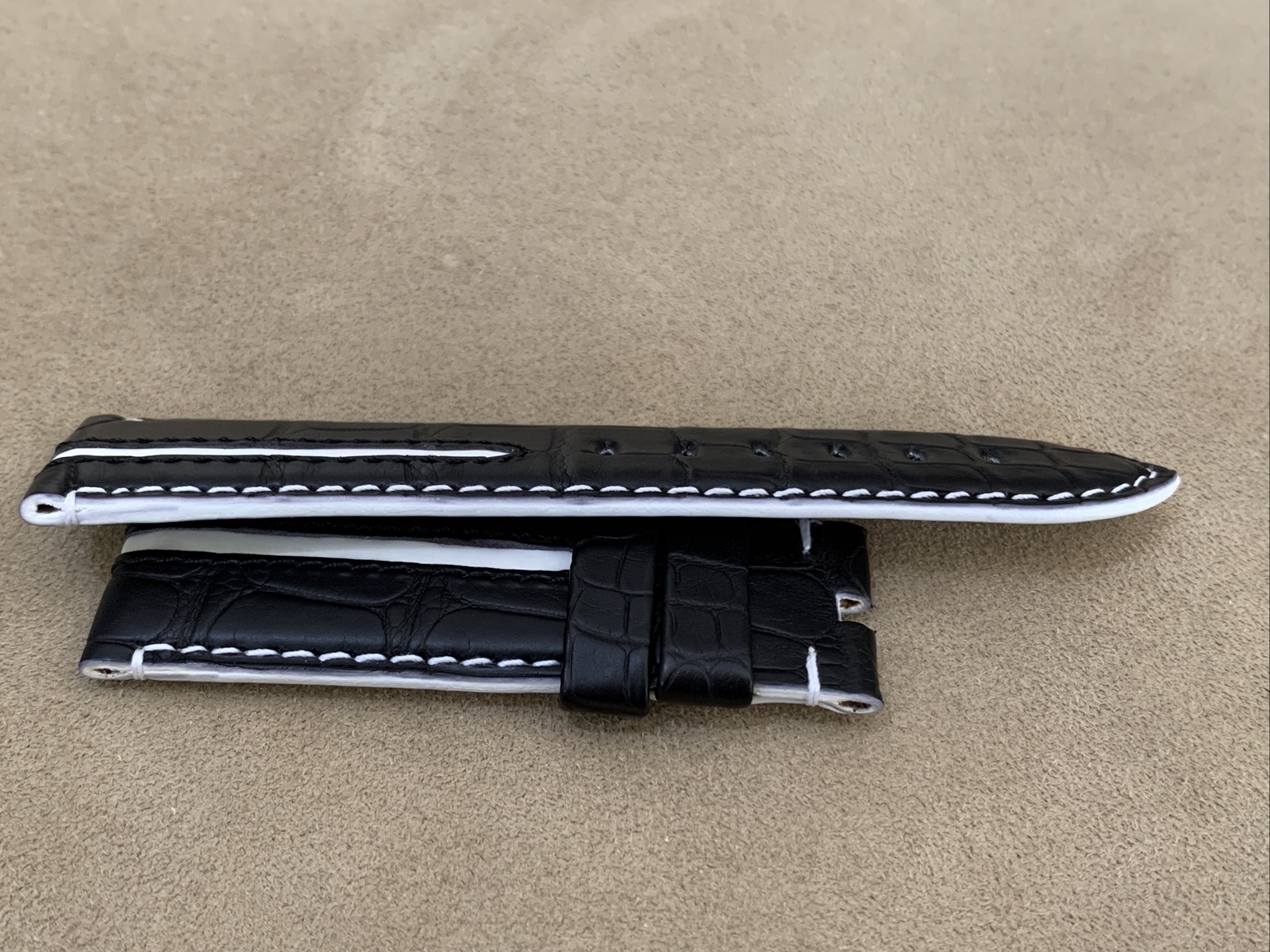 Alligator Tang Watch Strap 24mm x 22 mm Black White 115x75 Genuine Made ...