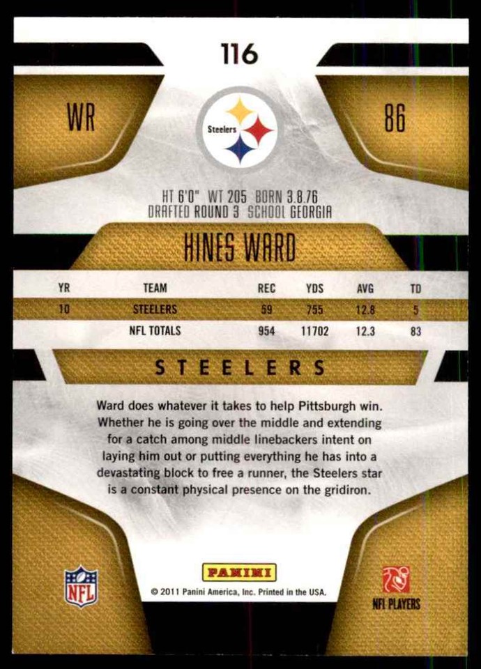 2011 Certified Platinum Red Hines Ward #116 | eBay