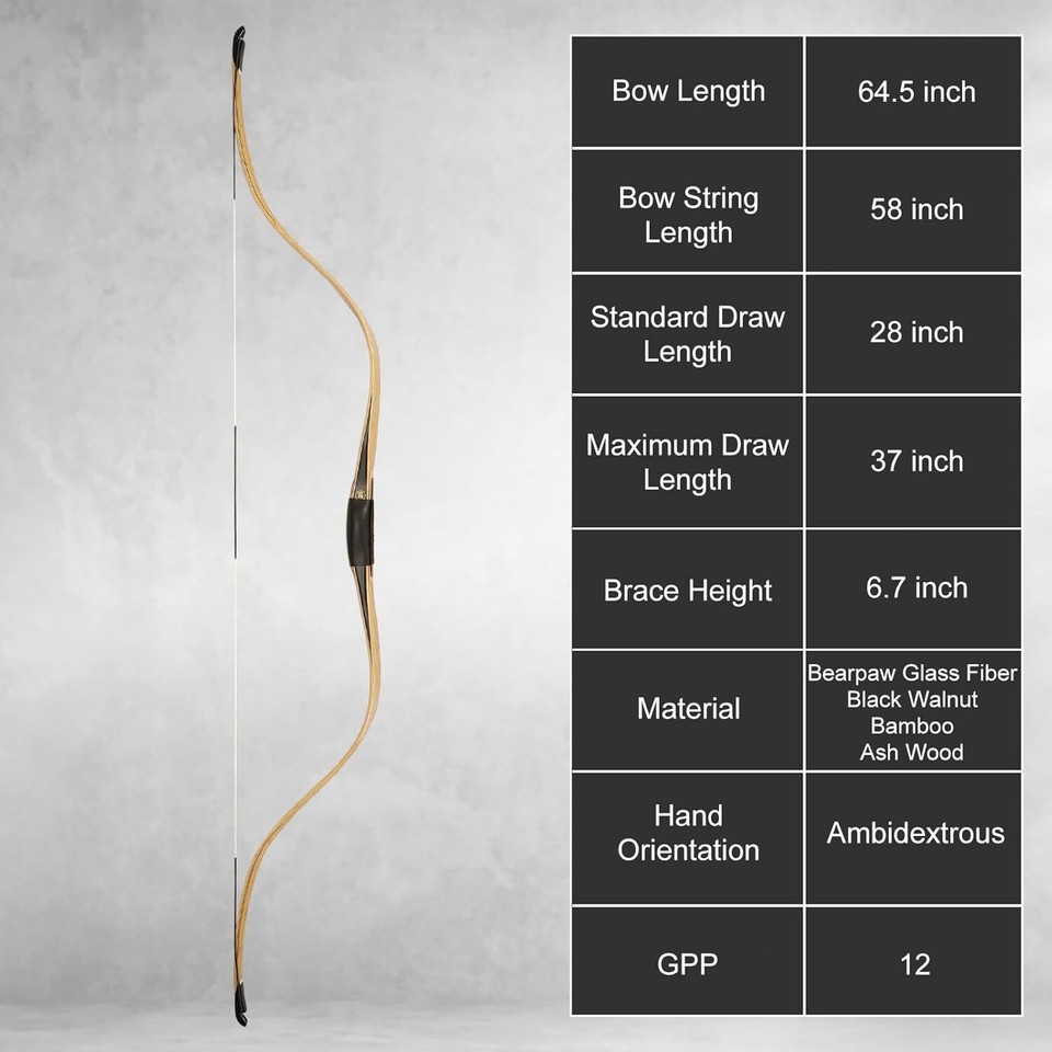 AF Archery Recurve Bow Traditional Laminated Horse Bow, ZhuRan II ...