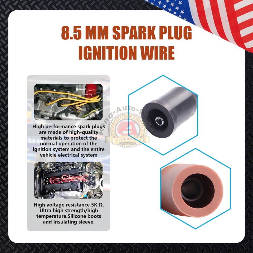 Set of 8 Spark Plugs Wires For Ford F150 F250 F350 E350 Super Duty Lobo ...