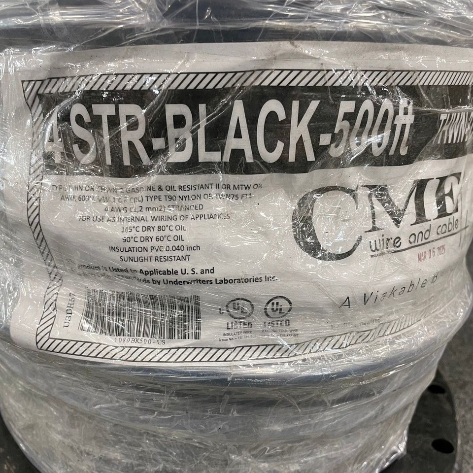 CME 4 AWG Stranded Copper THHN Wire 500 ft Black * | eBay